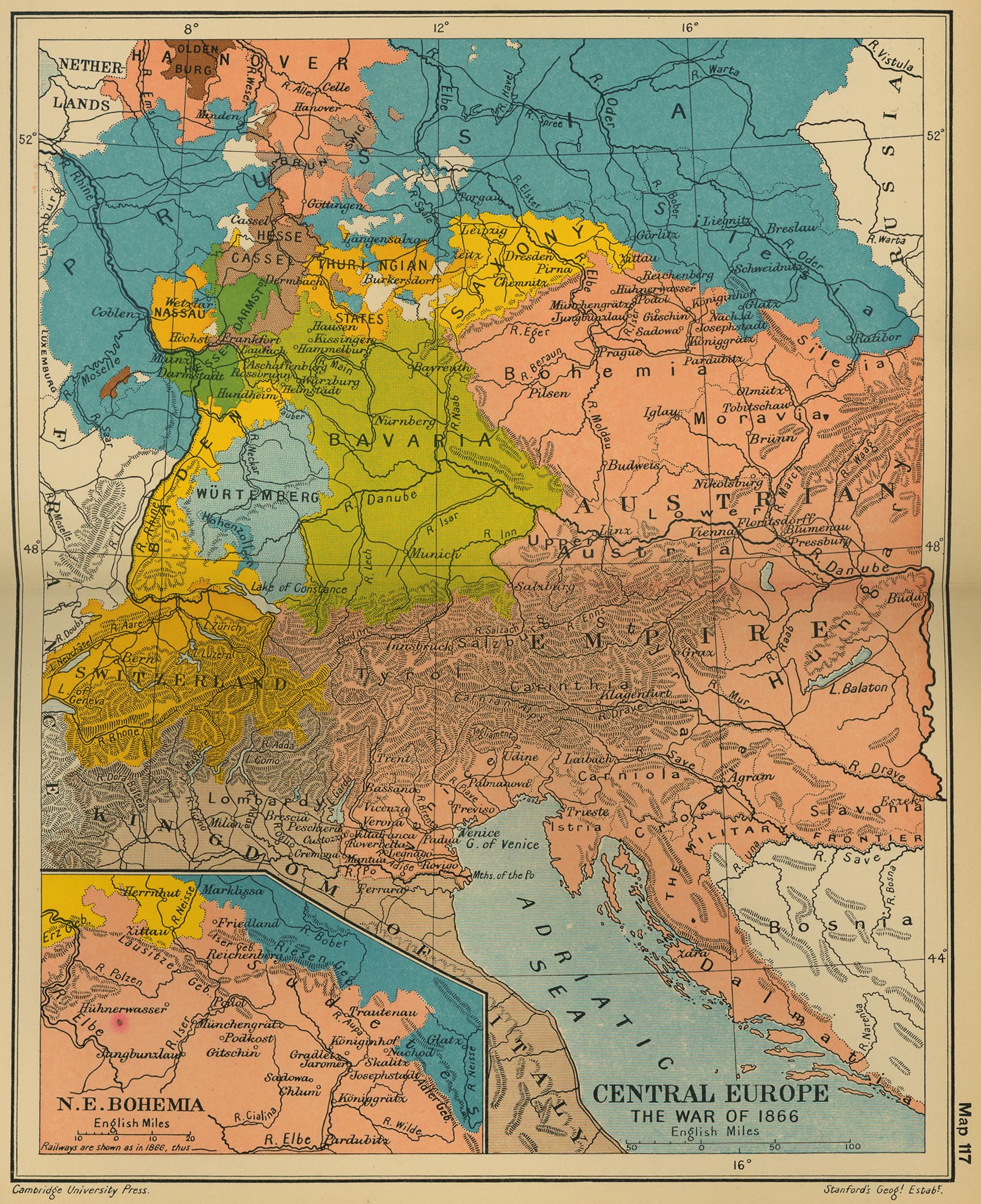 Map of Central Europe: The War of 1866 Map of Central Europe: The War of 1866